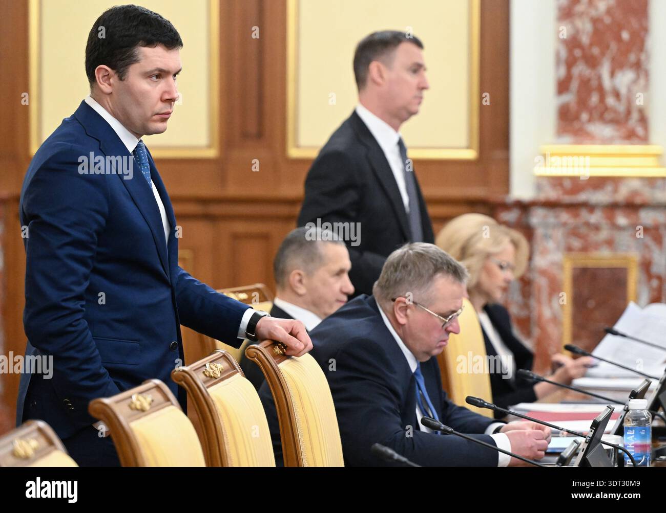 Russian Minister of Industry and Trade Anton Alikhanov (left) and ...