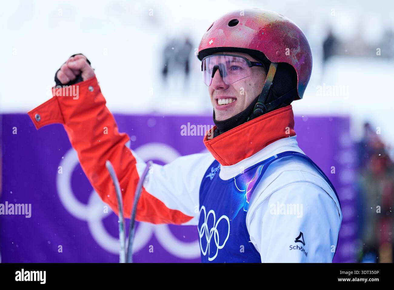 Switzerland's Pirmin Werner reacts to his score during the men's ...