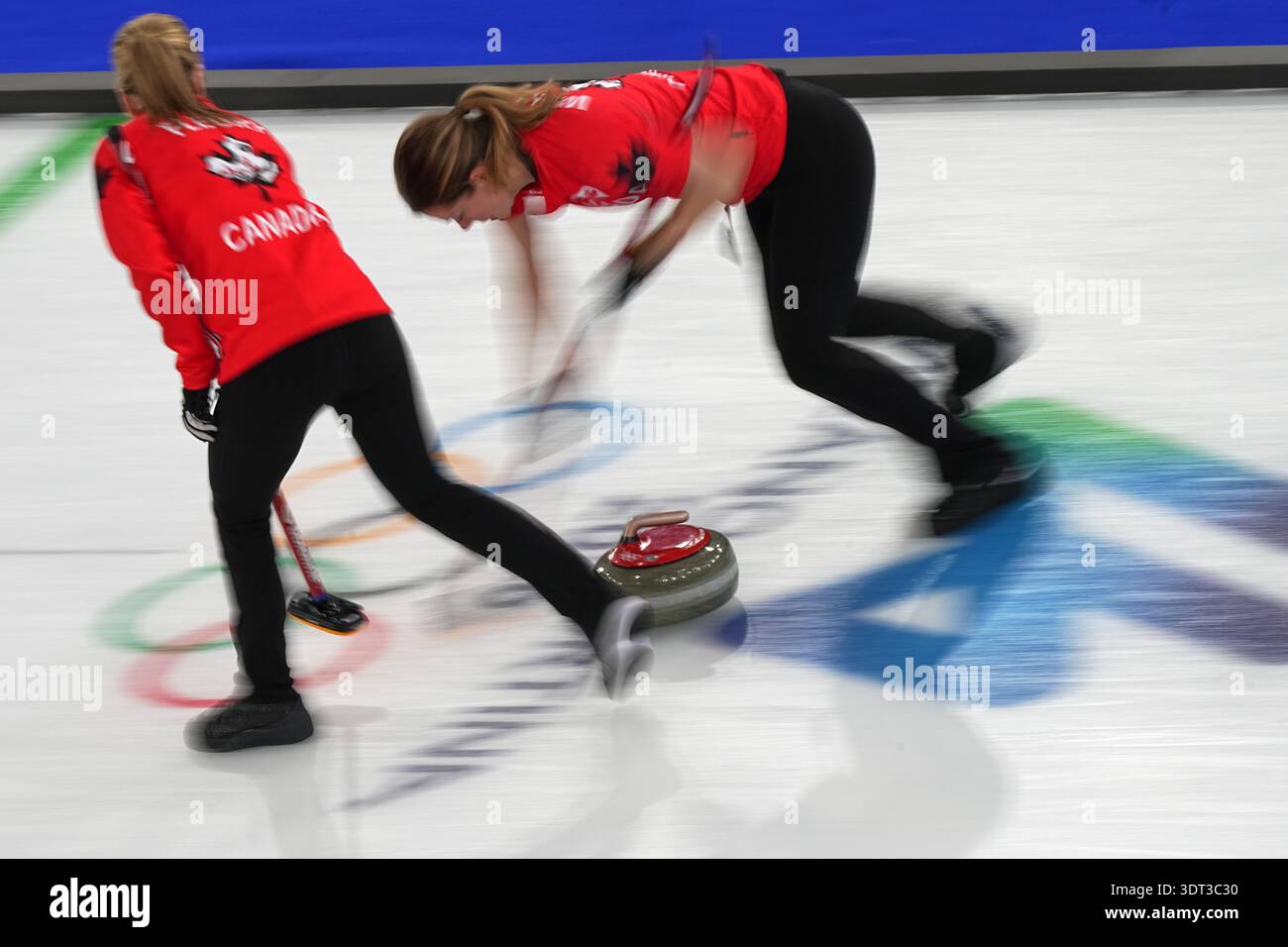 Canada's Tracy Fleury, left, and Sarah Wilkes compete during a women's ...