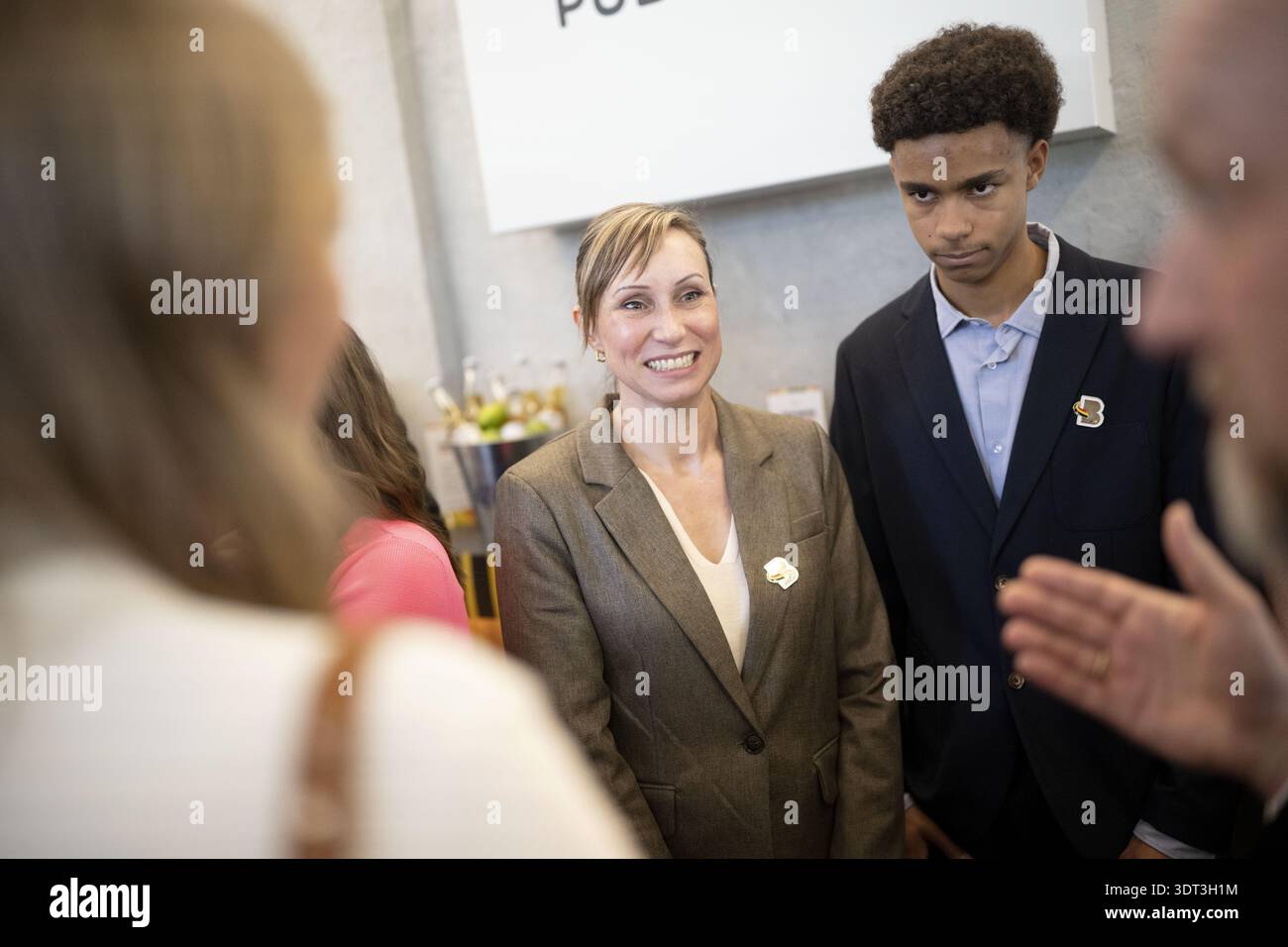 Former Belgian Athlete Kim Gevaert pictured during a royal visit to the ...