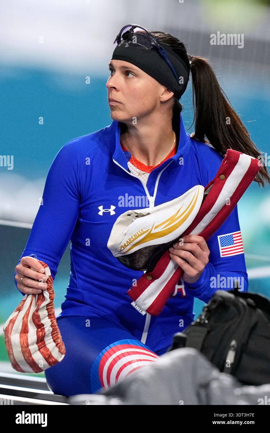 Brittany Bowe of the U.S. prepares to compete in the women's 1500 ...