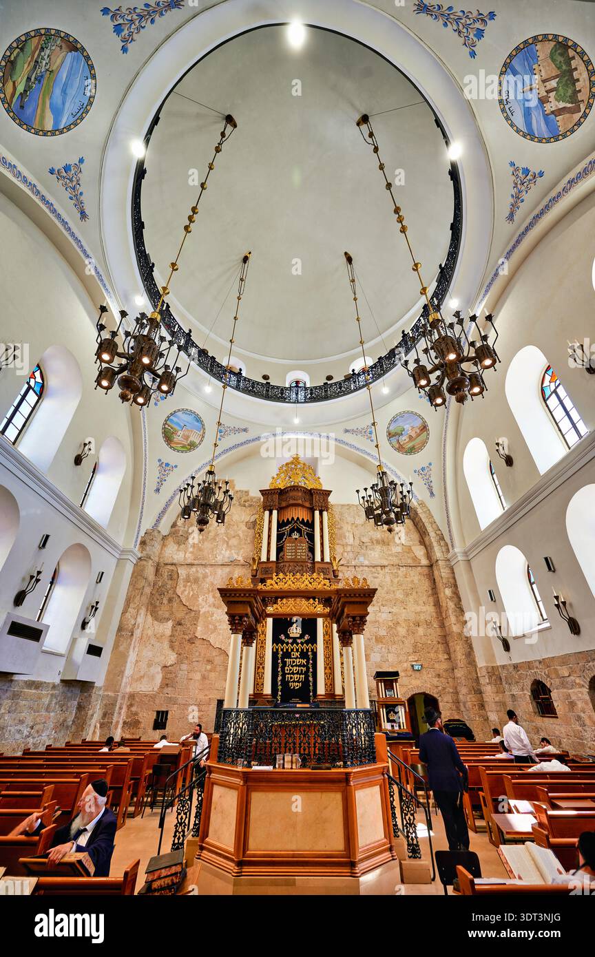 Inside Hurva Synagogue in Jerusalem, people gather for worship and ...