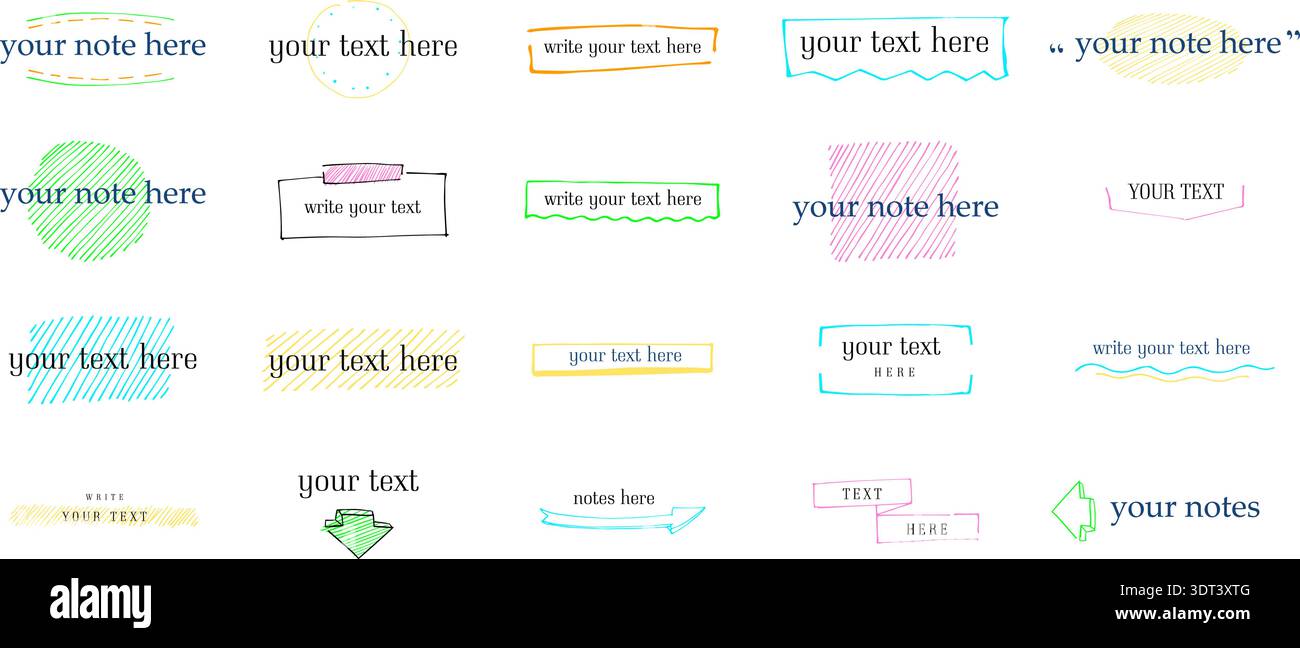 Handwriting text with notes vector. Sketch with Pen scribble. Colorful ...