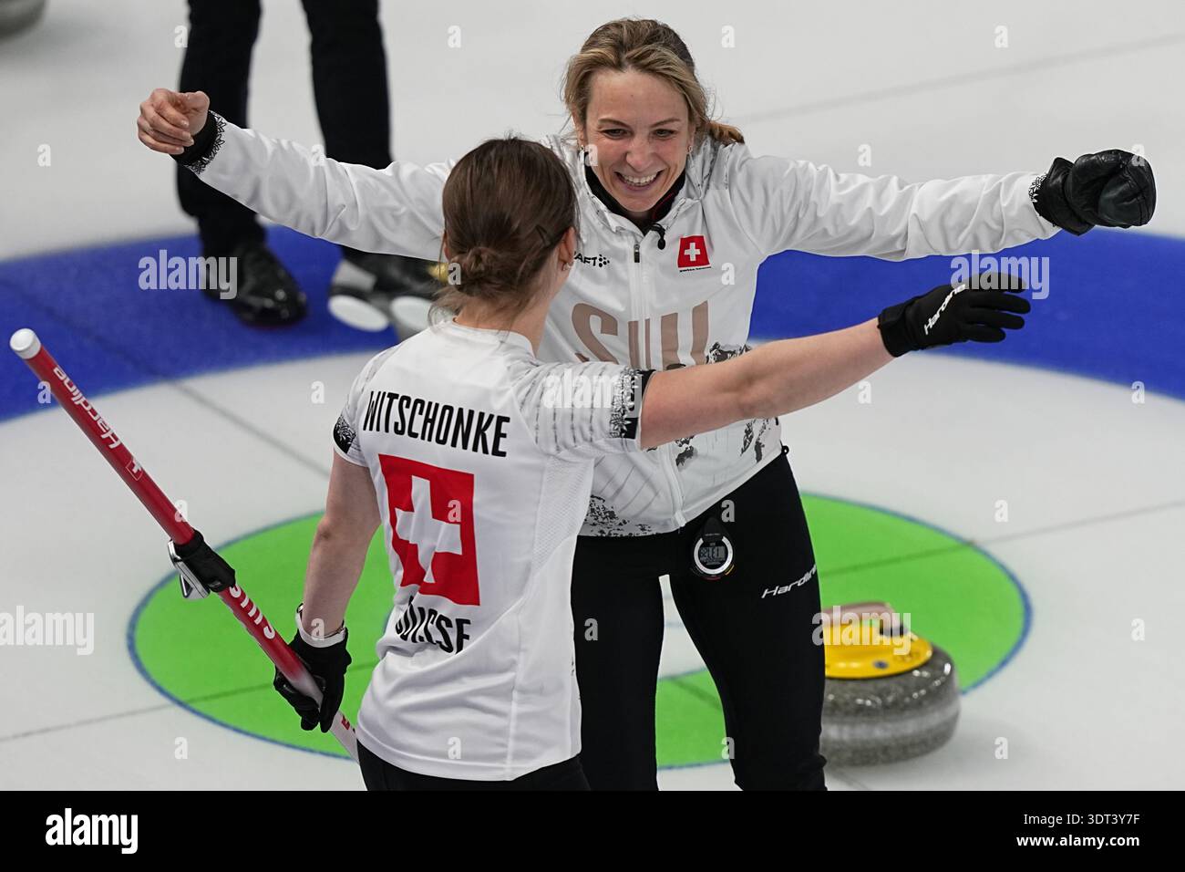 Switzerland's Silvana Tirinzoni and Selina Witschonke celebrate winning ...