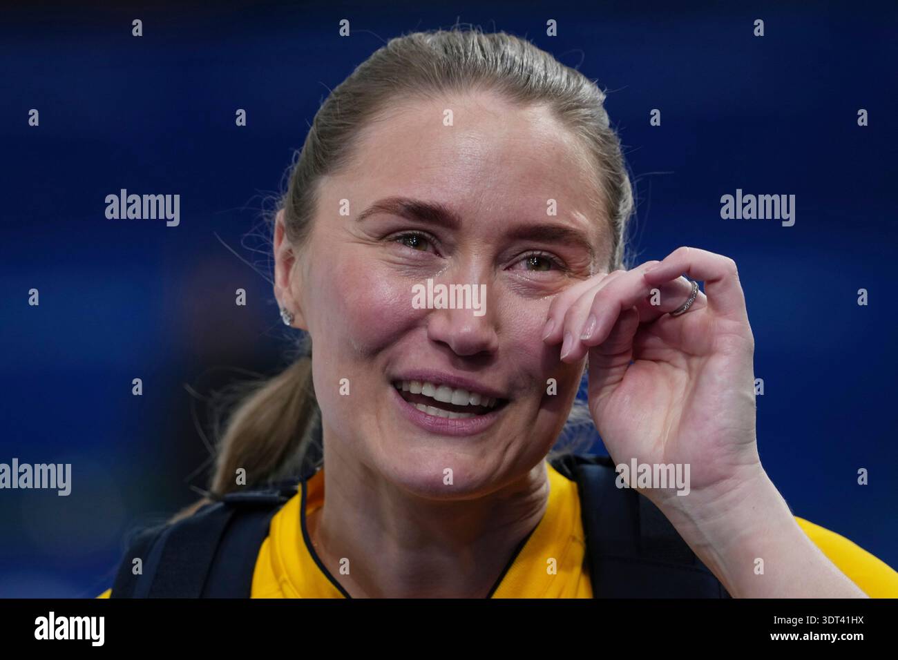 Sweden's Sara McManus celebrates winning a women's curling semifinal ...