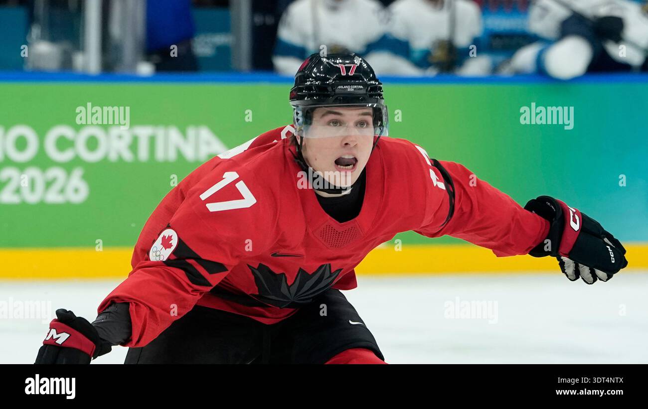 Canada's Macklin Celebrini (17) is in action during a men's ice hockey ...