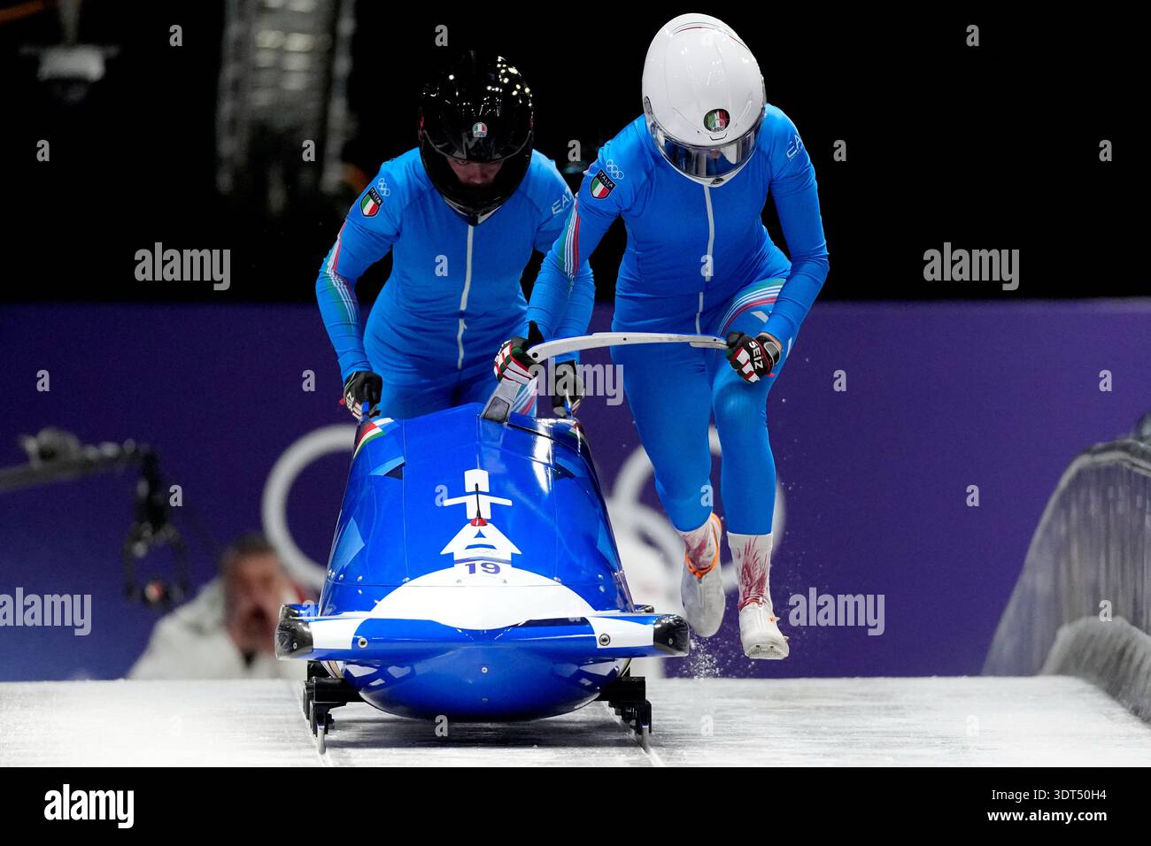Italy's Giada Andreutti, right, and Alessia Gatti start for a two women ...