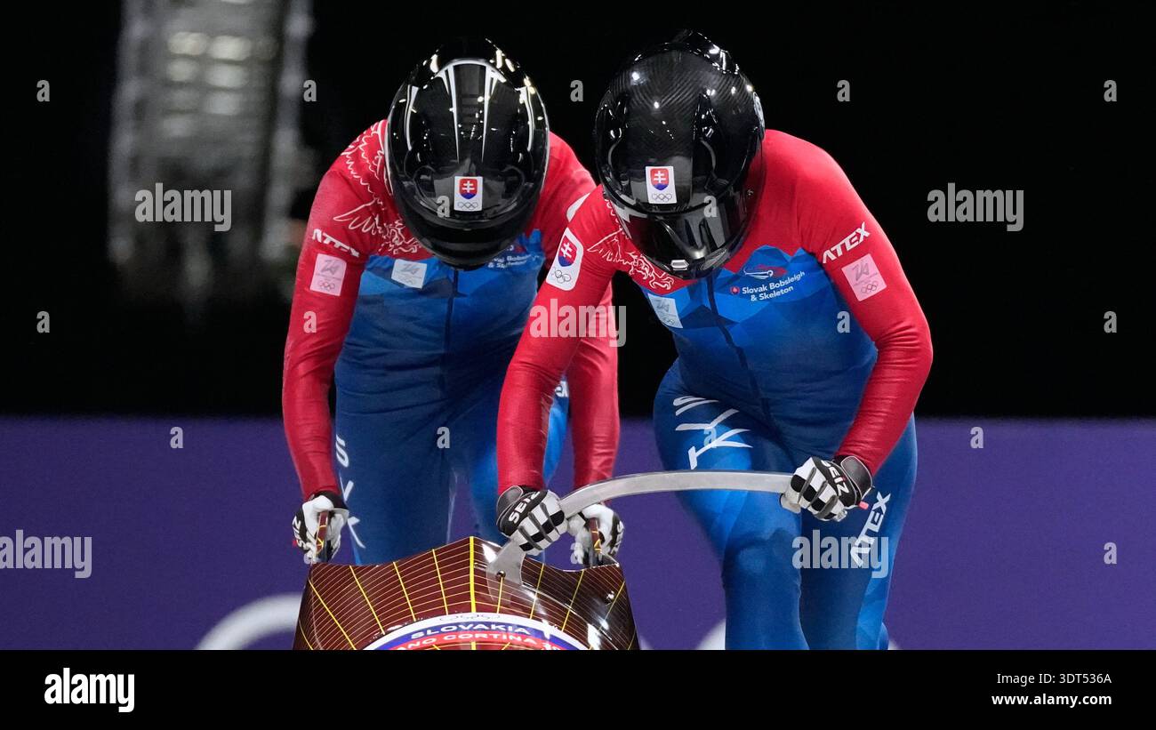 Slovakia's Viktoria Cernanska, right, and Lucia Mokrasova start for a ...