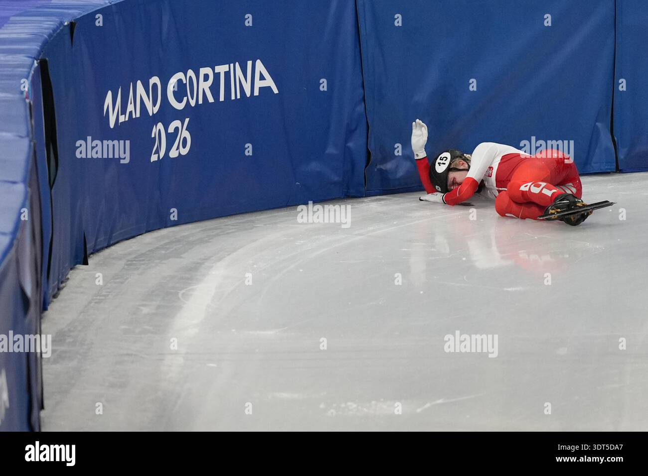 Kamila Sellier of Poland falls during the women's 1,500 meters short ...