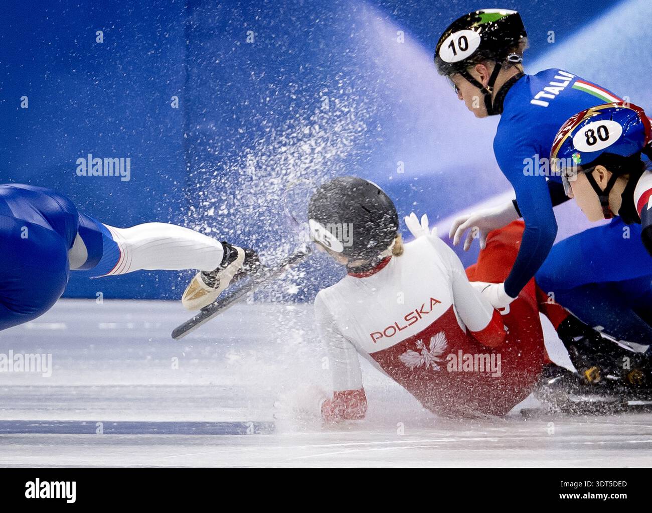 MILAN - Kamila Sellier of Poland was hit in the face by a skate during ...