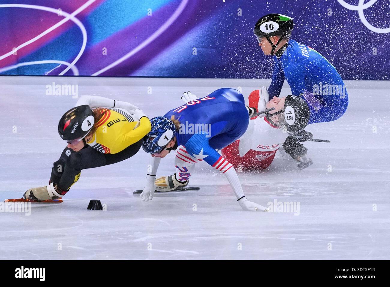Kamila Sellier of Poland falls during the women's 1,500 meters short ...