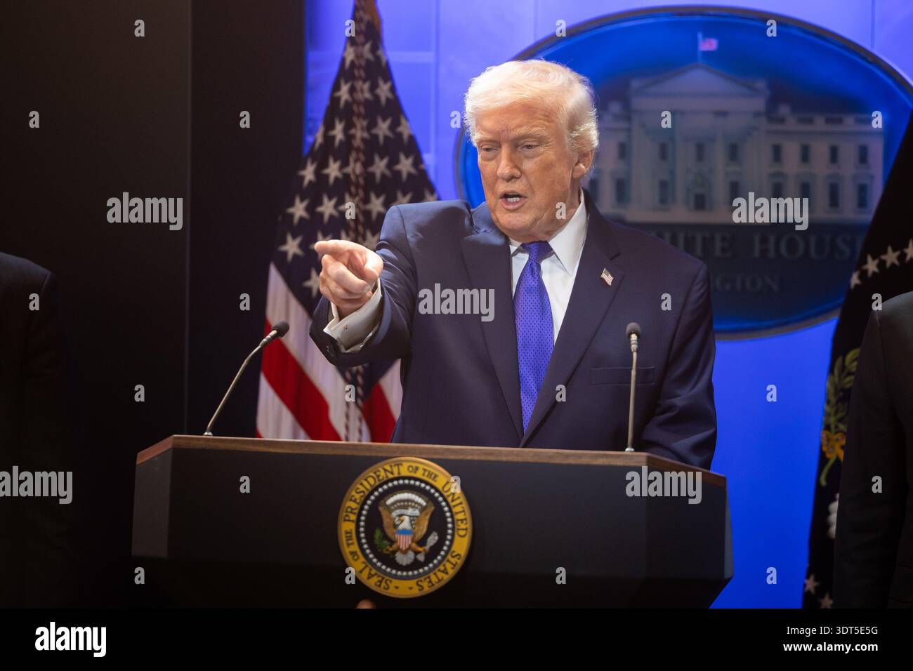 President Donald Trump calls on a reporter during a press conference at ...