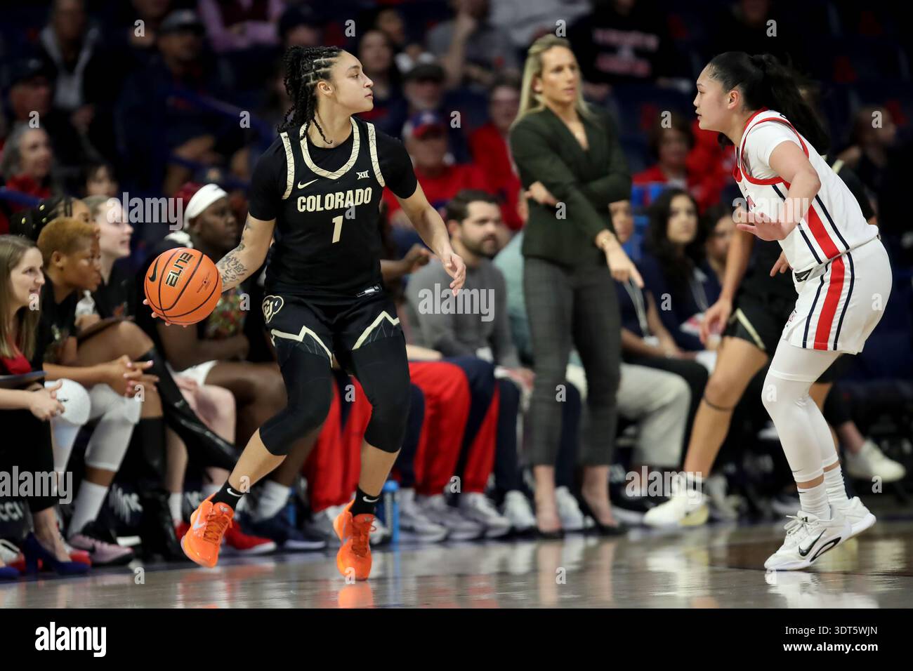 TUCSON, AZ - FEBRUARY 17: Colorado Buffaloes guard Zyanna Walker (1 ...