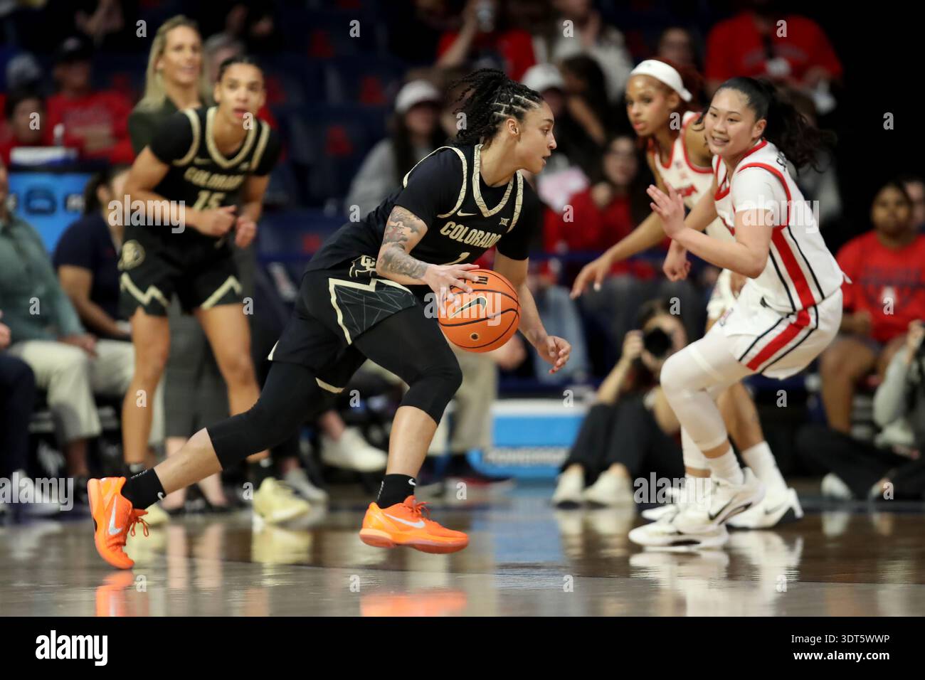 TUCSON, AZ - FEBRUARY 17: Colorado Buffaloes guard Zyanna Walker (1 ...
