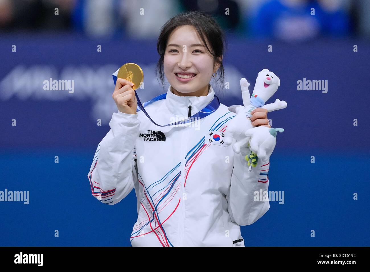 Gilli Kim of the Republic of South Korea receives her gold medal for ...