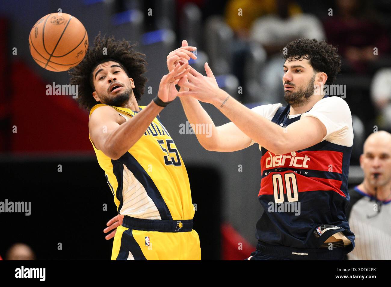 Washington Wizards forward Tristan Vukcevic (00) and Indiana Pacers ...