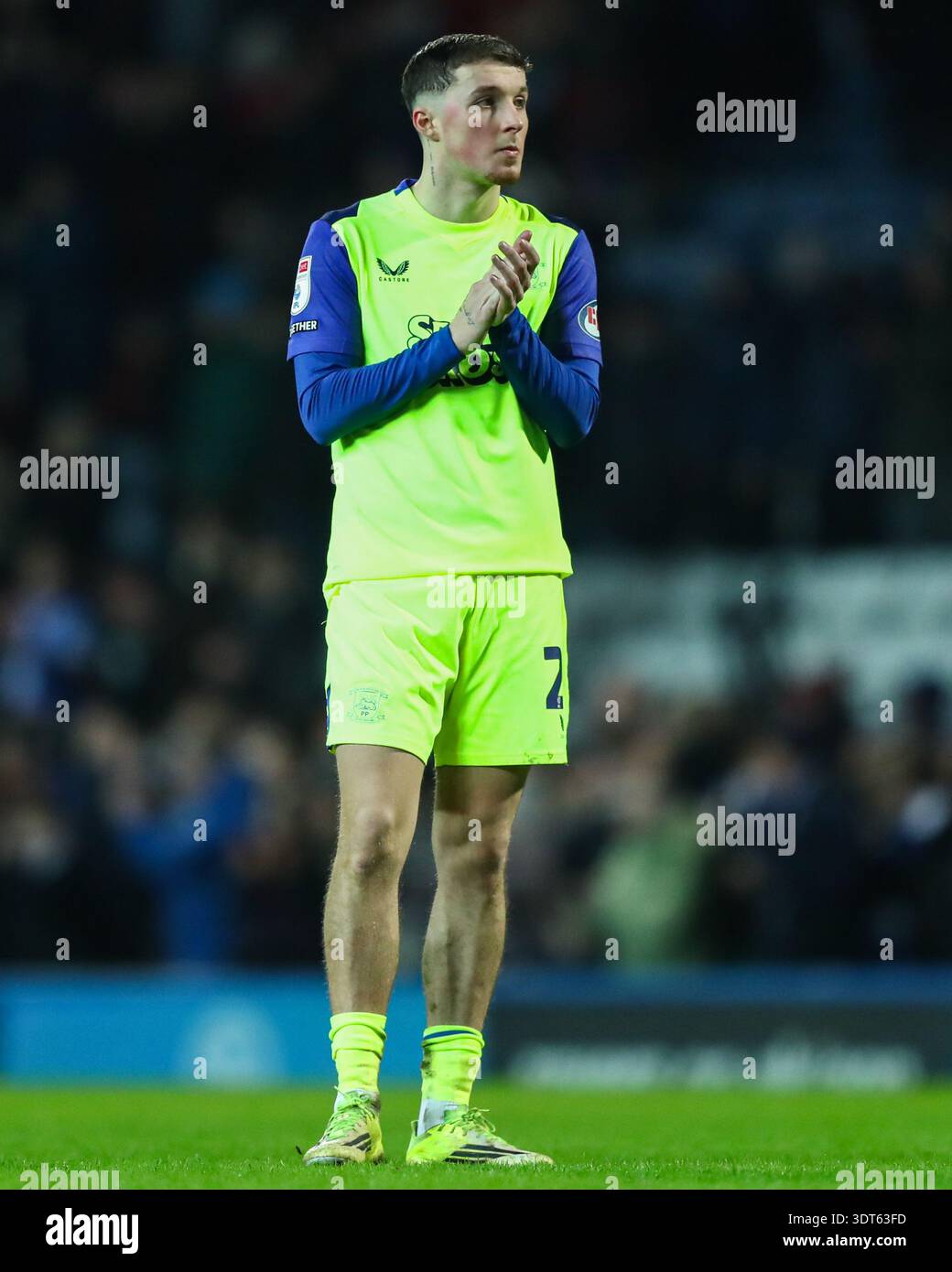Alfie Devine of Preston North End claps fans during the Sky Bet ...