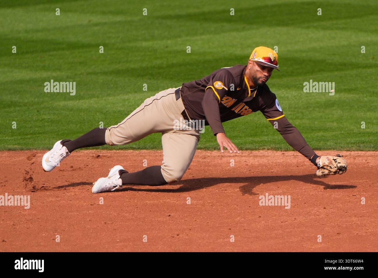 San Diego Padres shortstop Xander Bogaerts catches a line drive for the ...