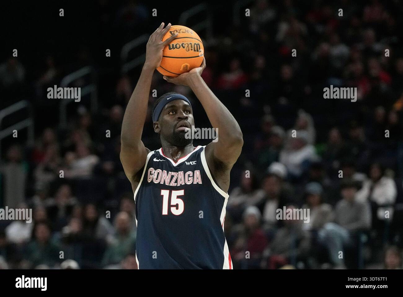 Gonzaga forward Graham Ike during an NCAA college basketball game ...