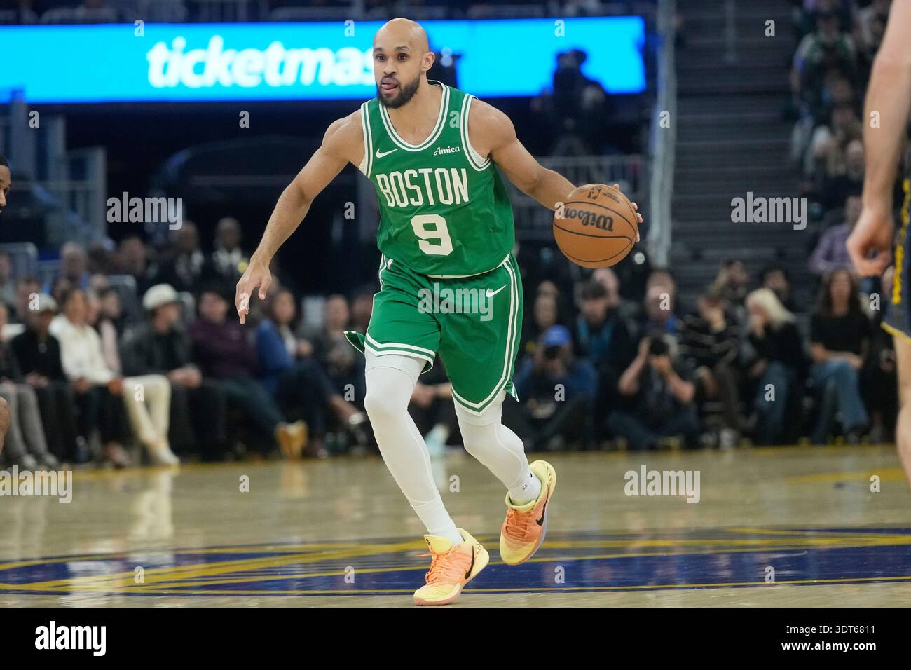 Boston Celtics guard Derrick White (9) during an NBA basketball game ...