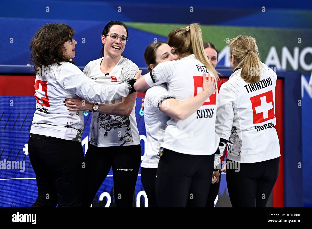 Members of Team Switzerland, Alina Paetz, Silvana Tirinzoni, Carole ...