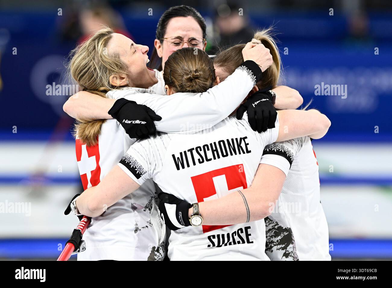 Members of Team Switzerland, Alina Paetz, Silvana Tirinzoni, Carole ...
