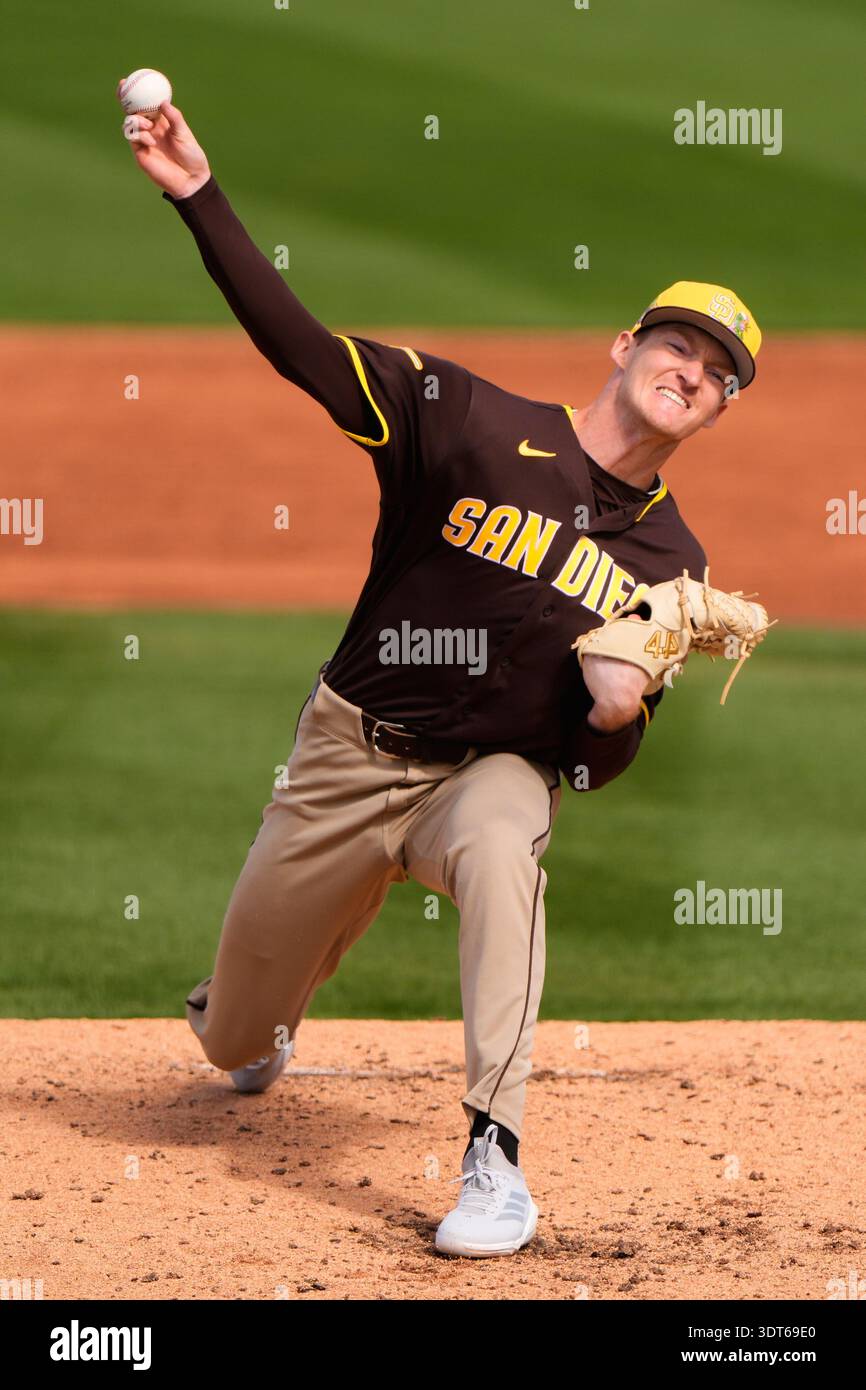 San Diego Padres pitcher Justin Yeager throws during the third inning ...
