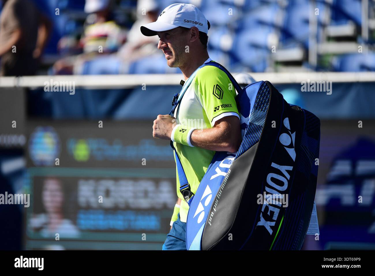 Casper Ruud of Norway walks onto the court prior to the match in the ...