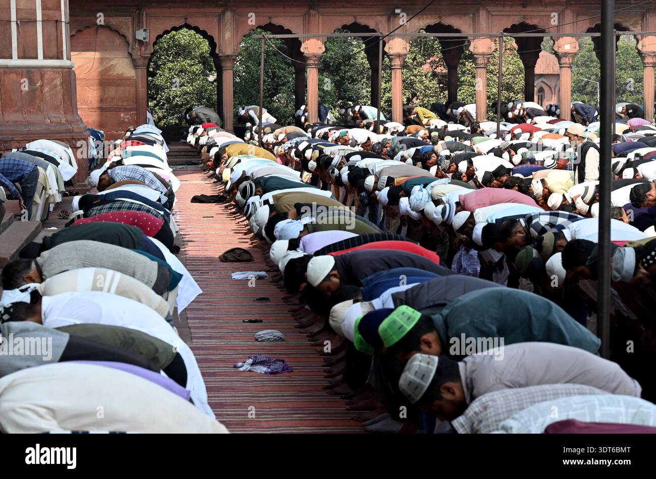 NEW DELHI, INDIA - FEBRUARY 20: Muslims offer first Friday Namaz of the ...