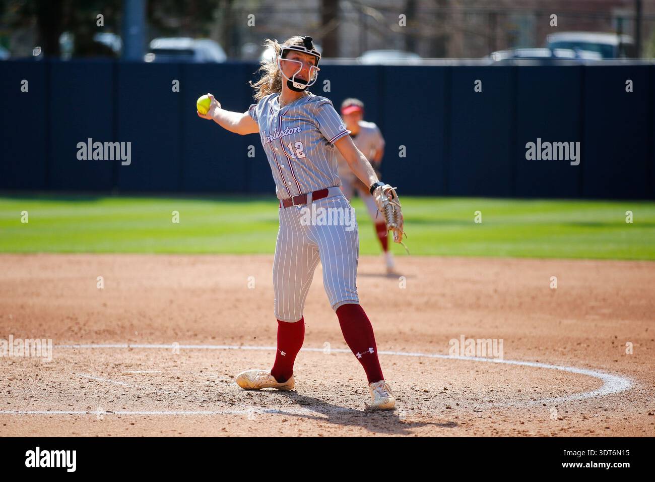 College of Charleston's Mackenzie Mathis (12) pitches during an NCAA ...