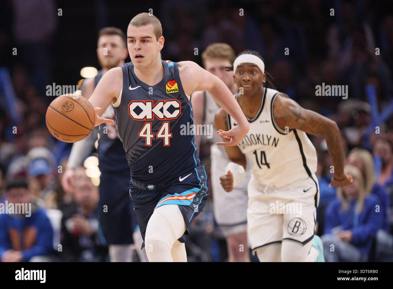 Oklahoma City Thunder guard Nikola Topic (44) leads a fast break in ...