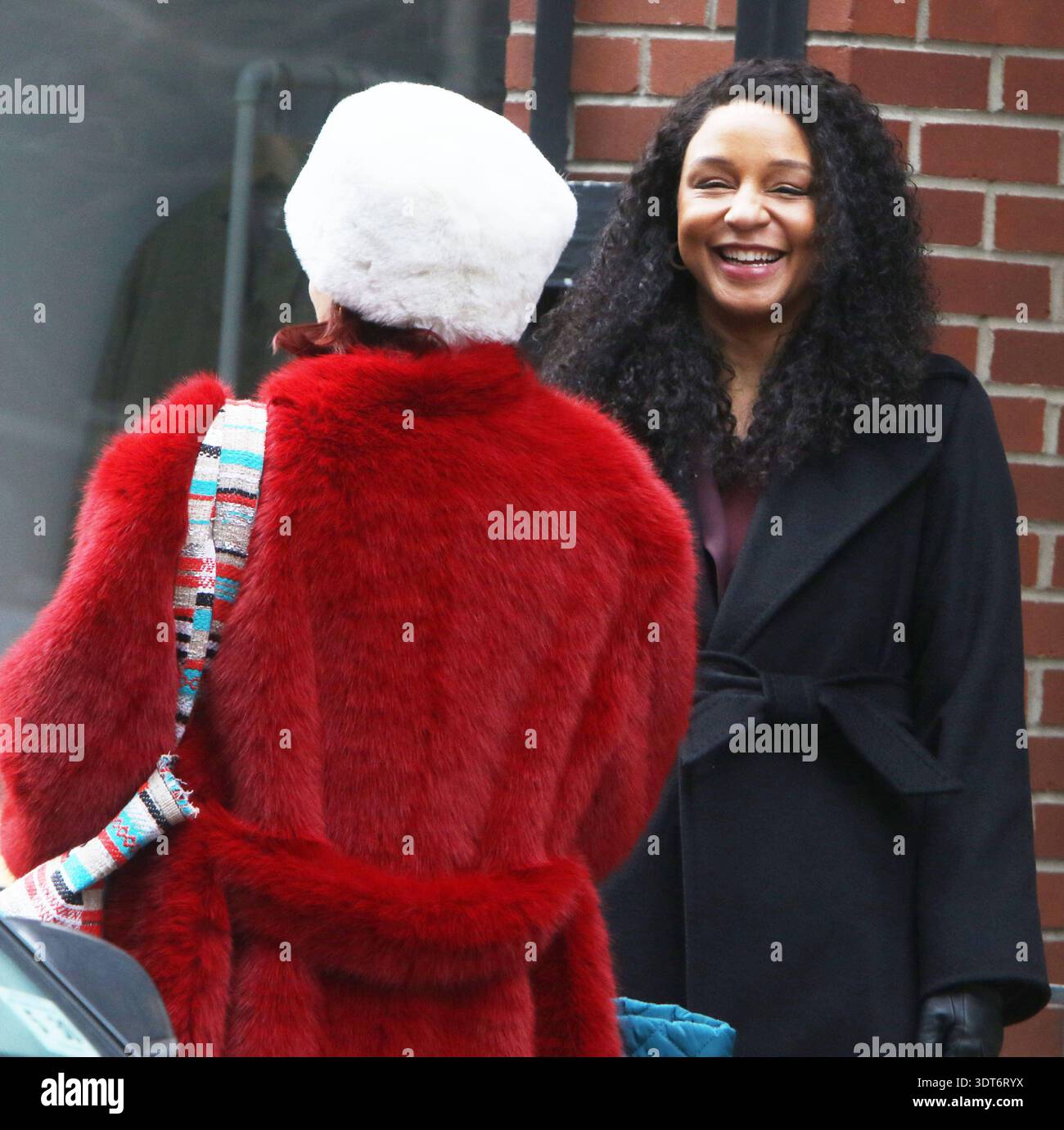 New York February 19, 2026 Carra Patterson and Carrie Preston filming ...