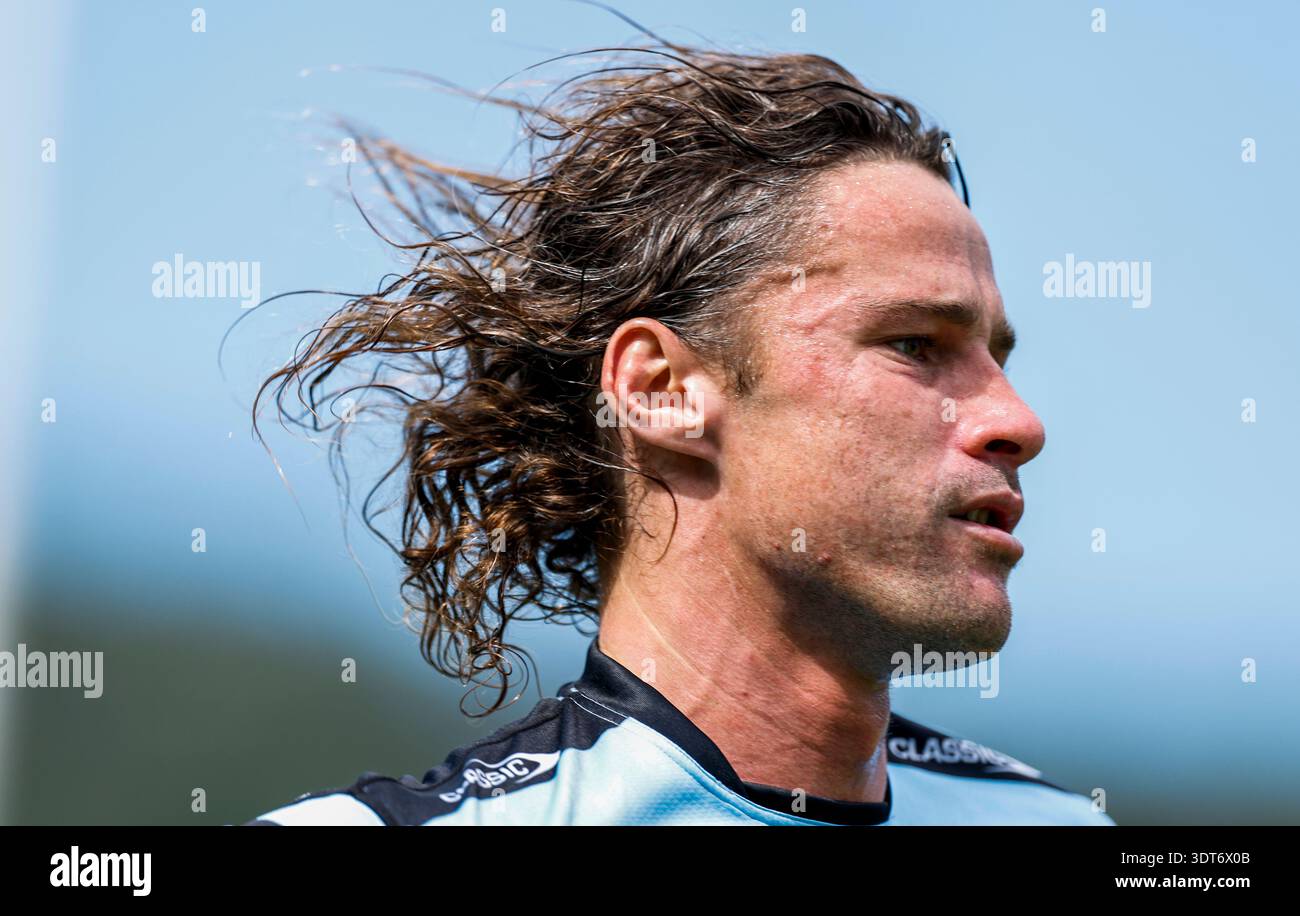 Nicholas Hynes of the sharks warms up ahead of the NRL Pre Season ...