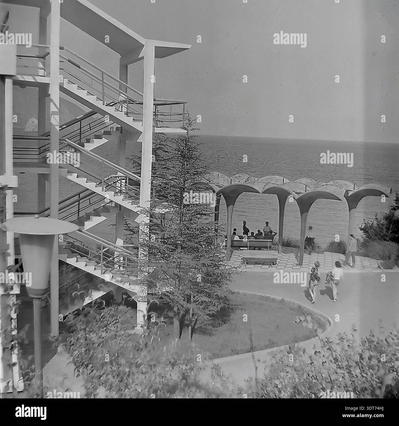 Vintage black and white archival photograph of the iconic Artek pioneer ...