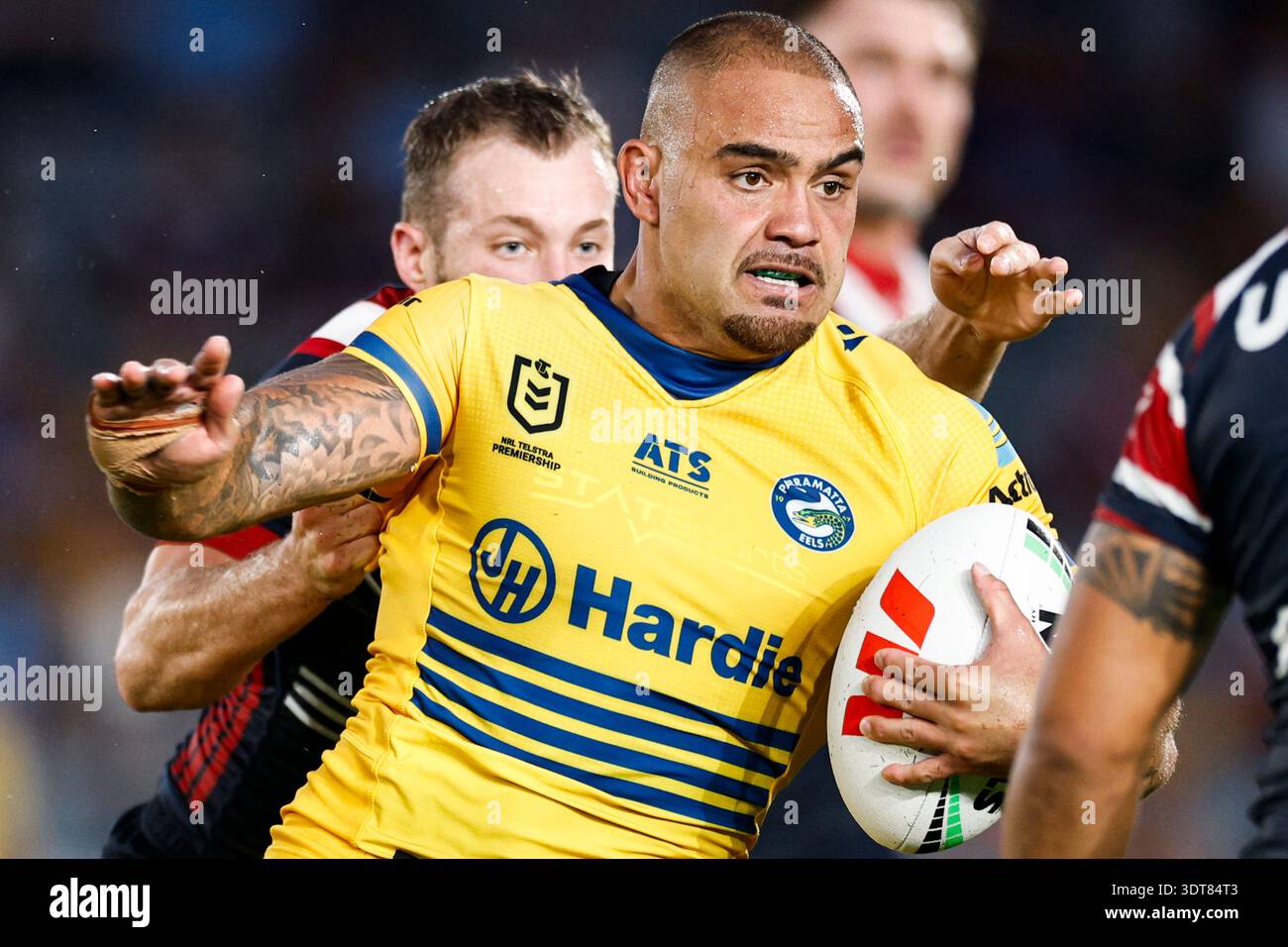 Dylan Walker of the Eels runs with the ball during of the NRL Pre ...