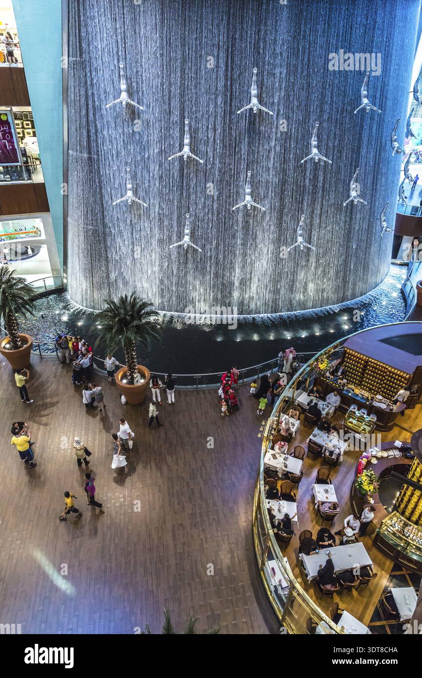 DUBAI, UAE - OCTOBER 1: Waterfall in Dubai Mall - world's largest ...