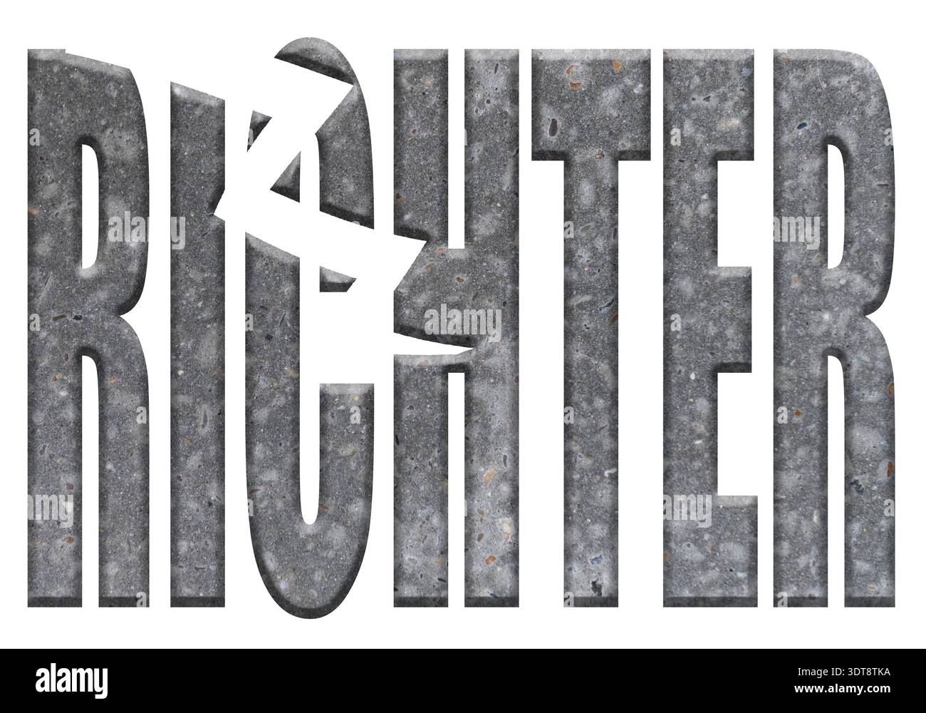 Digital composite The word Richter with a concrete overlay and a crack ...
