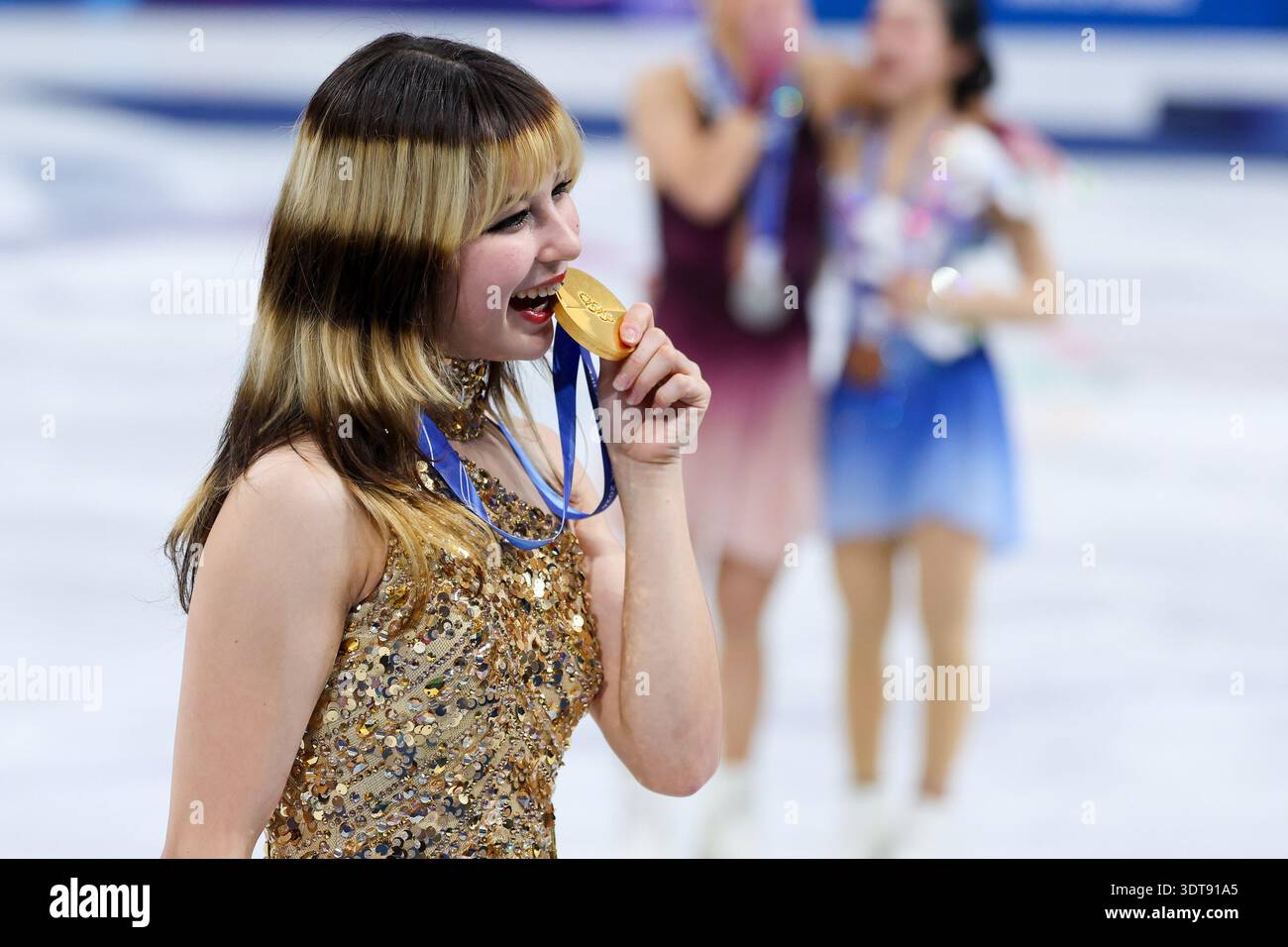 Gold medalist Alysa Liu of United States of America celebrates during ...