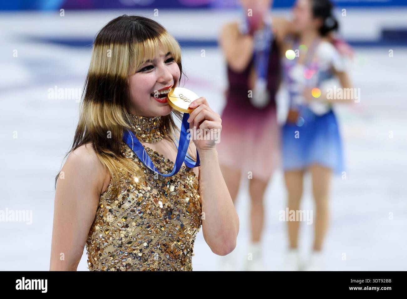 Gold medalist Alysa Liu of United States of America celebrates during ...