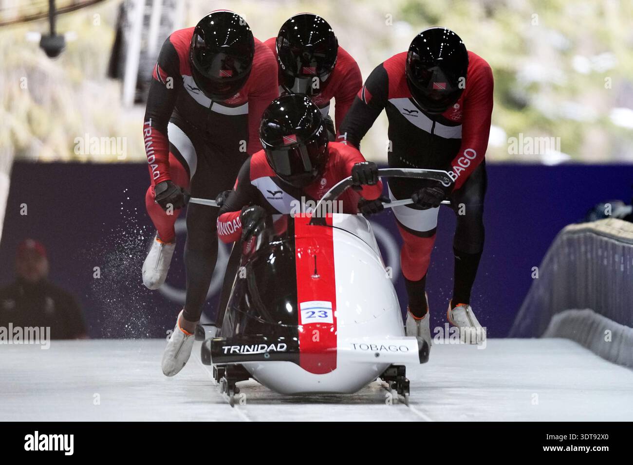 Trinidad and Tobago's Axel Brown, front, De Aundre John, Shakeel John ...