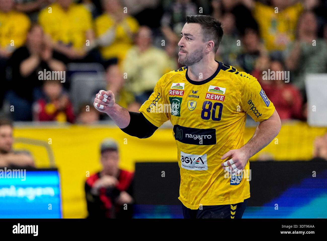 Goal scorer Jannik Kohlbacher (RNL, 80), player of Rhein-Neckar-Löwen ...