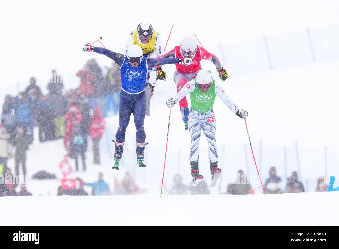 Canada's Jared Schmidt, second from right, during the men's skicross 1/ ...
