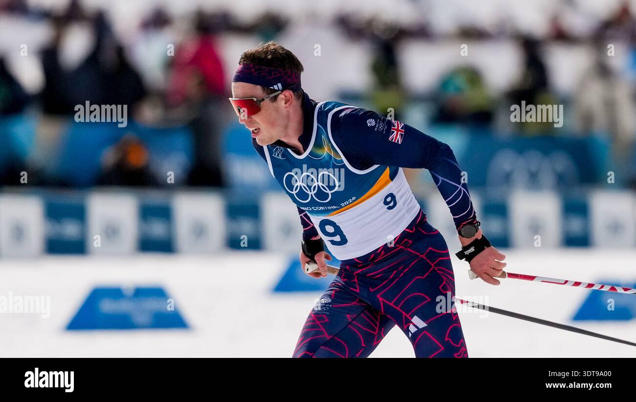 Andrew Musgrave, of Britain, competes in the cross country skiing men's ...