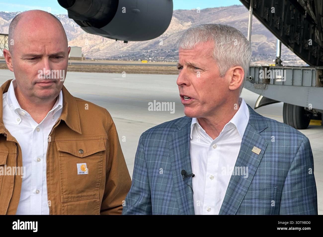 Energy Secretary Chris Wright, right, speaks as Utah Gov. Spencer Cox ...