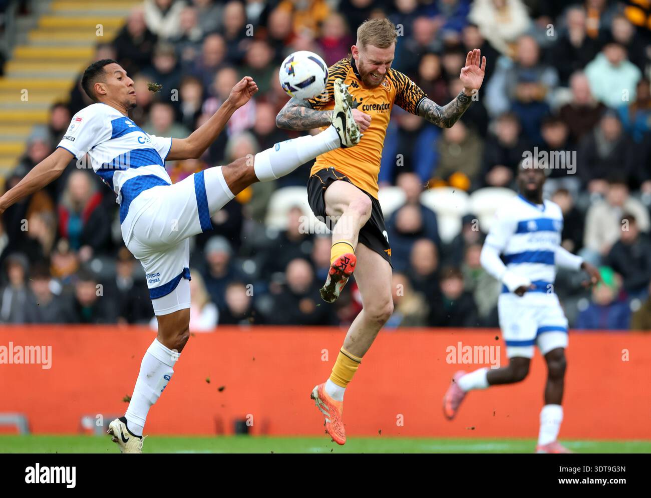 Queens Park Rangers' Isaac Hayden and Hull City's Oliver McBurnie ...