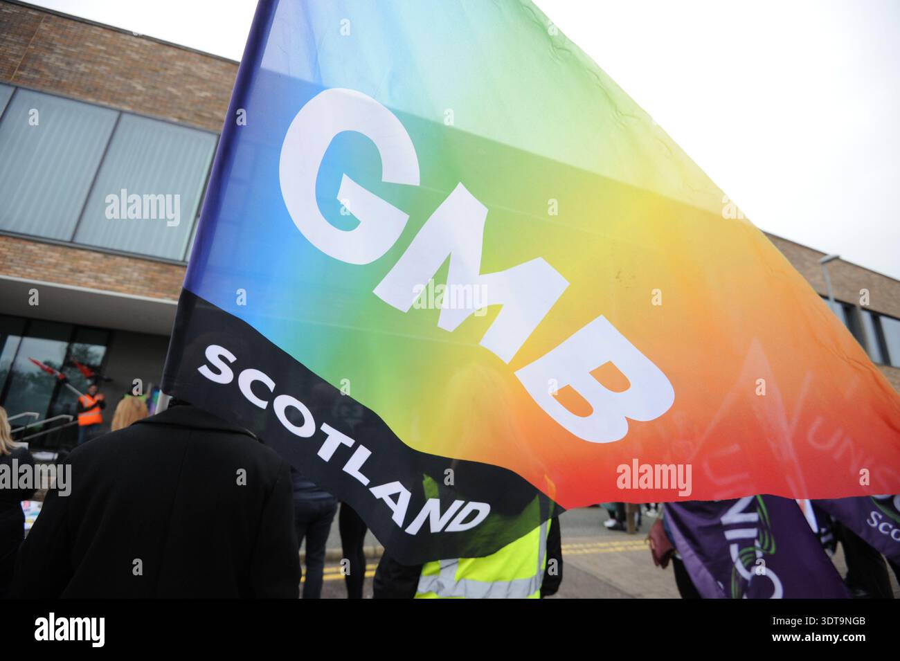 ALLOA, SCOTLAND – February 21st, 2026: GMB Scotland flag is seen flying ...