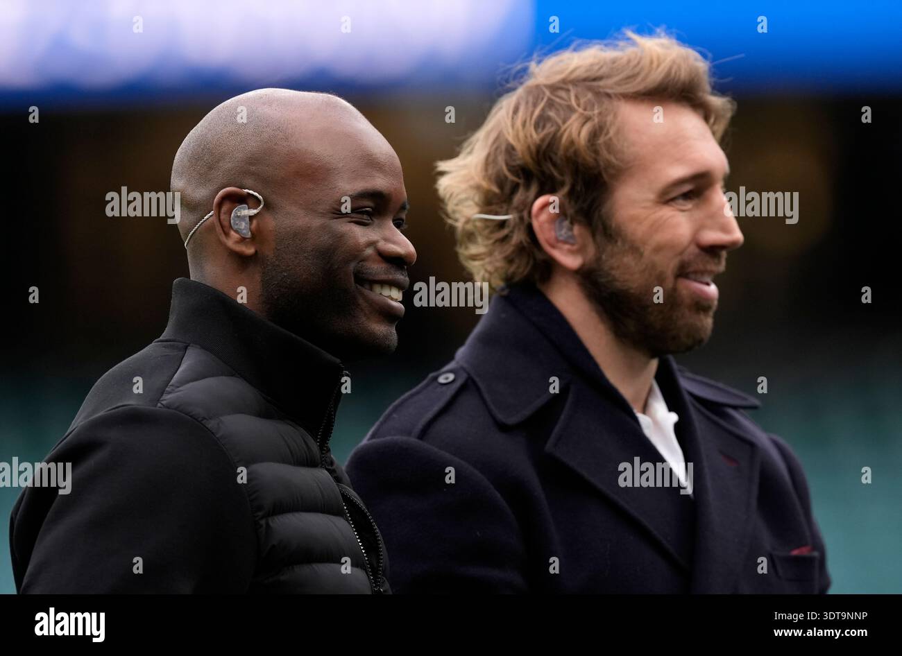 ITV Sport's Topsy Ojo (left) and Chris Robshaw before the Guinness Men ...