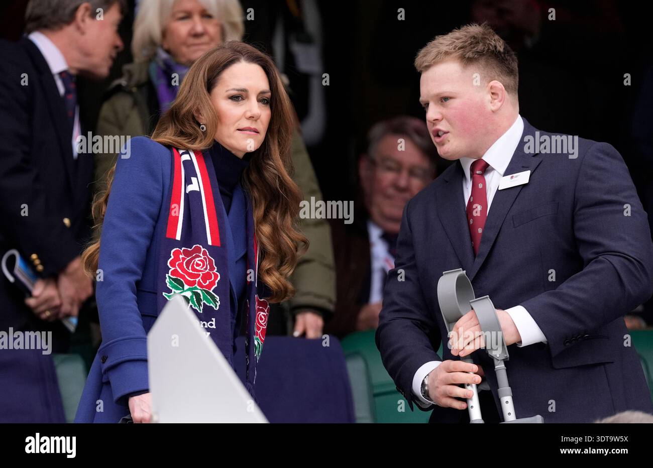 The Princess of Wales with injured England player Fin Baxter in the ...