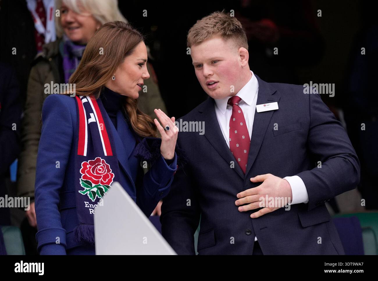 The Princess of Wales with injured England player Fin Baxter in the ...