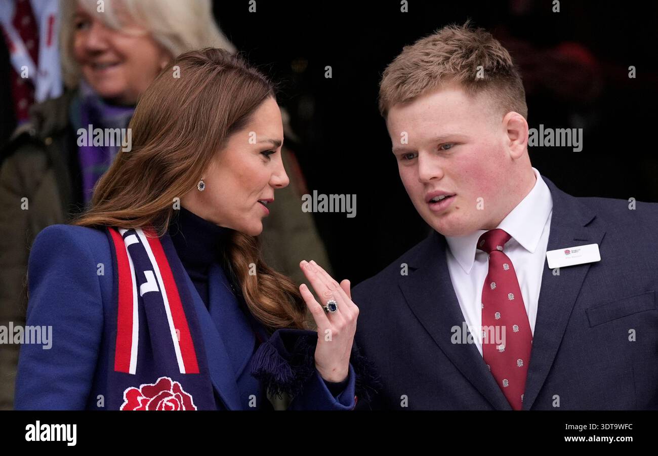 The Princess of Wales with injured England player Fin Baxter in the ...